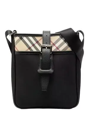 Burberry Nova Check Trimmed Crossbody Bag - Black