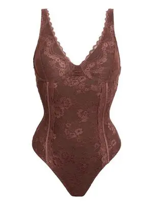 Free People Lace Bodysuit With Underwire Cups - Mink