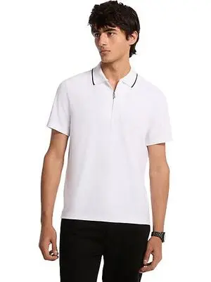 Michael Kors Logo Jacquard Zip-up Polo Shirt - White