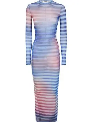 JEAN PAUL GAULTIER Printed Mesh Long Dress - Blue