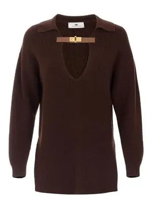 Elisabetta Franchi Polo Neck Sweater - Brown