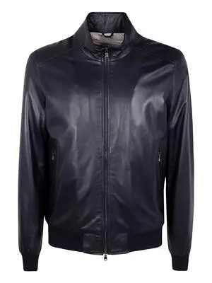 BARBA NAPOLI Dakota Leather Biker Jacket - Black