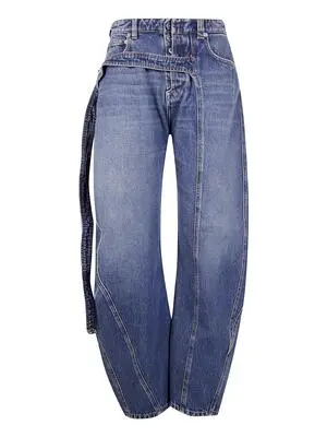 Jean Paul Gaultier Low Waisted Jeans With Strap Detail - Blue