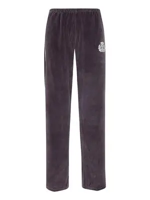 SPORTY & RICH Ny Crest Velour Sweatpant - Brown