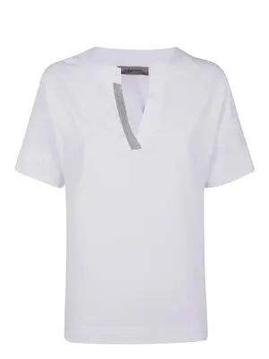 D.exterior Cotton Jersey Chain Drop Polo - White