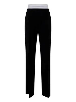 Alexander Wang High Waisted Pleated Trousers With Logo Elastic Waistband - Black