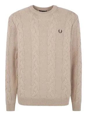 Fred Perry Chunky Cable Knit Jumper - Beige