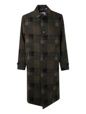 LES DEUX Maximilian Patchwork Wool Coat - Brown