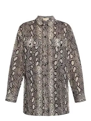 Michael Kors Long Sleeve Oversized Snake Shirt - Beige