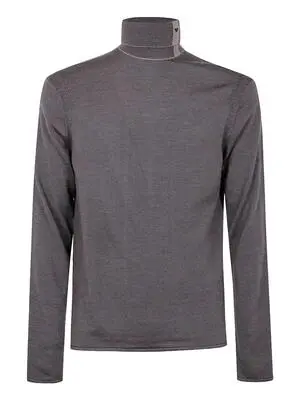 Emporio Armani Striped Turtle Neck Sweater - Brown