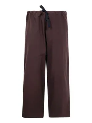 Y`S Straight String Twill Trousers - Brown