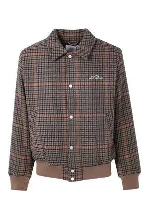 LES DEUX Varsity Houndstooth Jacket - Brown