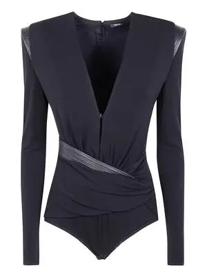 Versace Stretch Crepe Jersey Bodysuit - Black