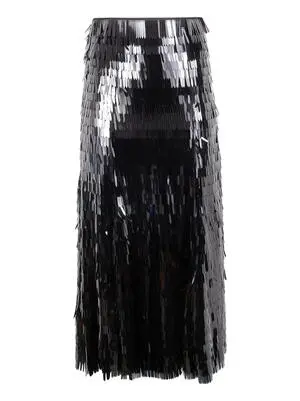 SELF-PORTRAIT Sequin Midi Skirt - Black