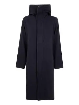 Y`S Hooded Flannel Coat - Black