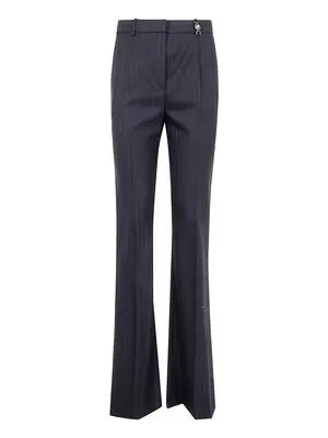 Versace Pinstriped Wool Trousers - Black