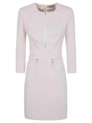 Elisabetta Franchi Double Crepe Stretch Mini Dress - White