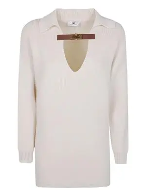Elisabetta Franchi Polo Neck Sweater - White