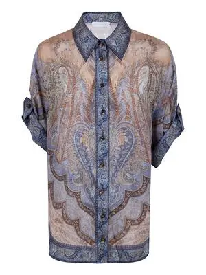 Zimmermann Wanderlust Short Sleeve Shirt - Blue