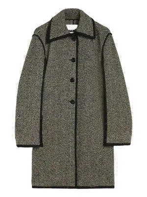 JIL SANDER 65 W Trim Wool Coat - Gray