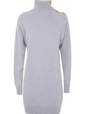 Balmain Batwing Eco Cashmere Short Dress - Gray