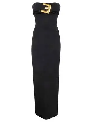 Balmain Belted Bustier Jersey Dress - Black