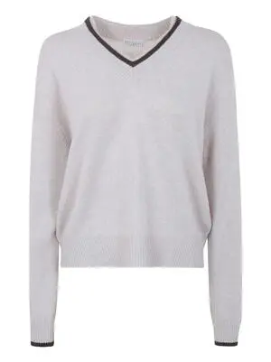 Brunello Cucinelli Cashmere V-neck Sweater - Beige