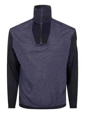 Emporio Armani Half Zip Turtleneck Sweater - Gray