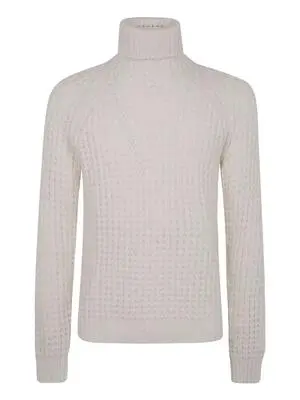 NUUR Military Stitch Long Sleeve Turtleneck Sweater - Beige