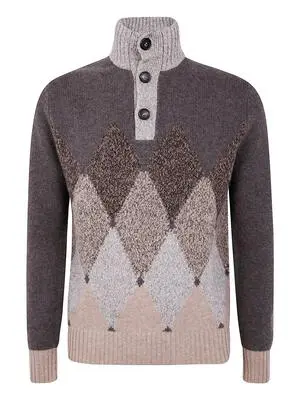 BALLANTYNE Button Detailed Pullover - Brown