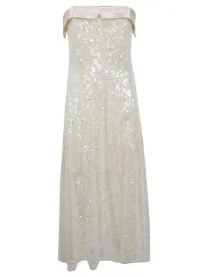 Alberta Ferretti Sequined Midi Dress - White