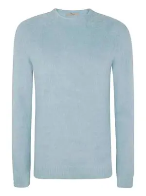 NUUR Long Sleeve Pressed Gauze Round Neck Sweater - Blue