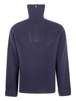 Emporio Armani Half Zip Turtleneck Sweater - Blue