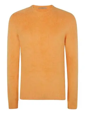 NUUR Long Sleeve Pressed Gauze Round Neck Sweater - Yellow