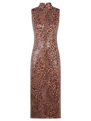 TWINSET Animalier Print Midi Dress - Brown