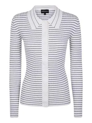 Emporio Armani Striped Cardigan - White