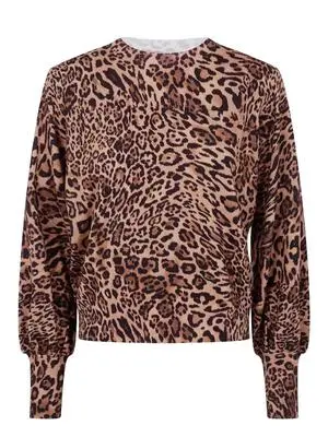 TWINSET Round Neck Leopard Sweater - Brown