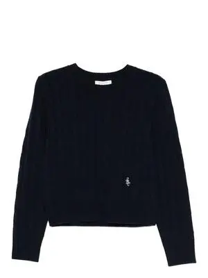 SPORTY & RICH Cableknit Cashmere Sweater - Blue