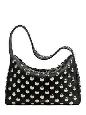 Khaite Elena Shoulder Bag With Silver Studs - Black