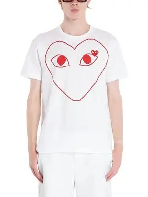 Play Comme Des Garcon Red Heart T-shirt - White