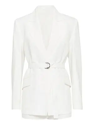 Brunello Cucinelli Belted Jacket - White