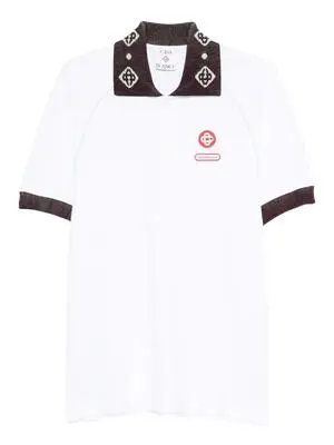 Casablanca Chenille" Collar Raglan Polo - White