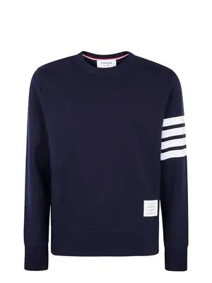Thom Browne Classic Loopback Sweatshirt With Engineered 4-bar - Blue