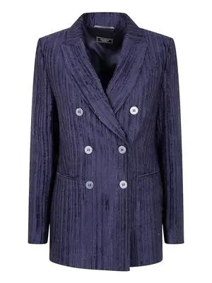 Peserico Double-breasted Velvet Jacket - Blue