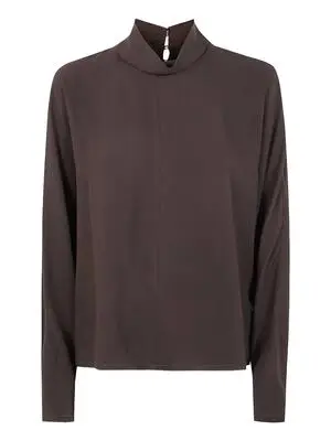 JOSEPH Silk Crepe Buick Blouse - Brown