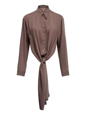 MAISON MARGIELA Long-sleeved Tie Shirt - Brown