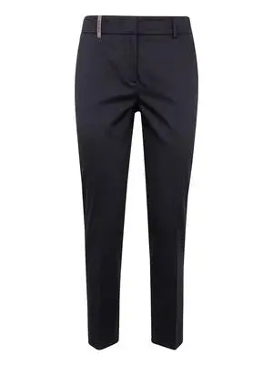 Peserico Light Cotton Satin Stretch Trousers - Black