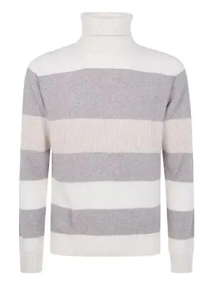 BARBA NAPOLI Striped Turtleneck Sweater - Beige