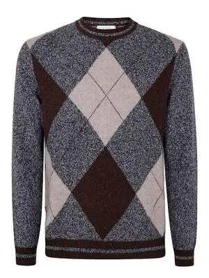 BALLANTYNE Argyle Wool Pullover - Brown