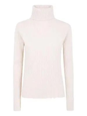 UMA WANG High Neck Ribbed Top - Beige